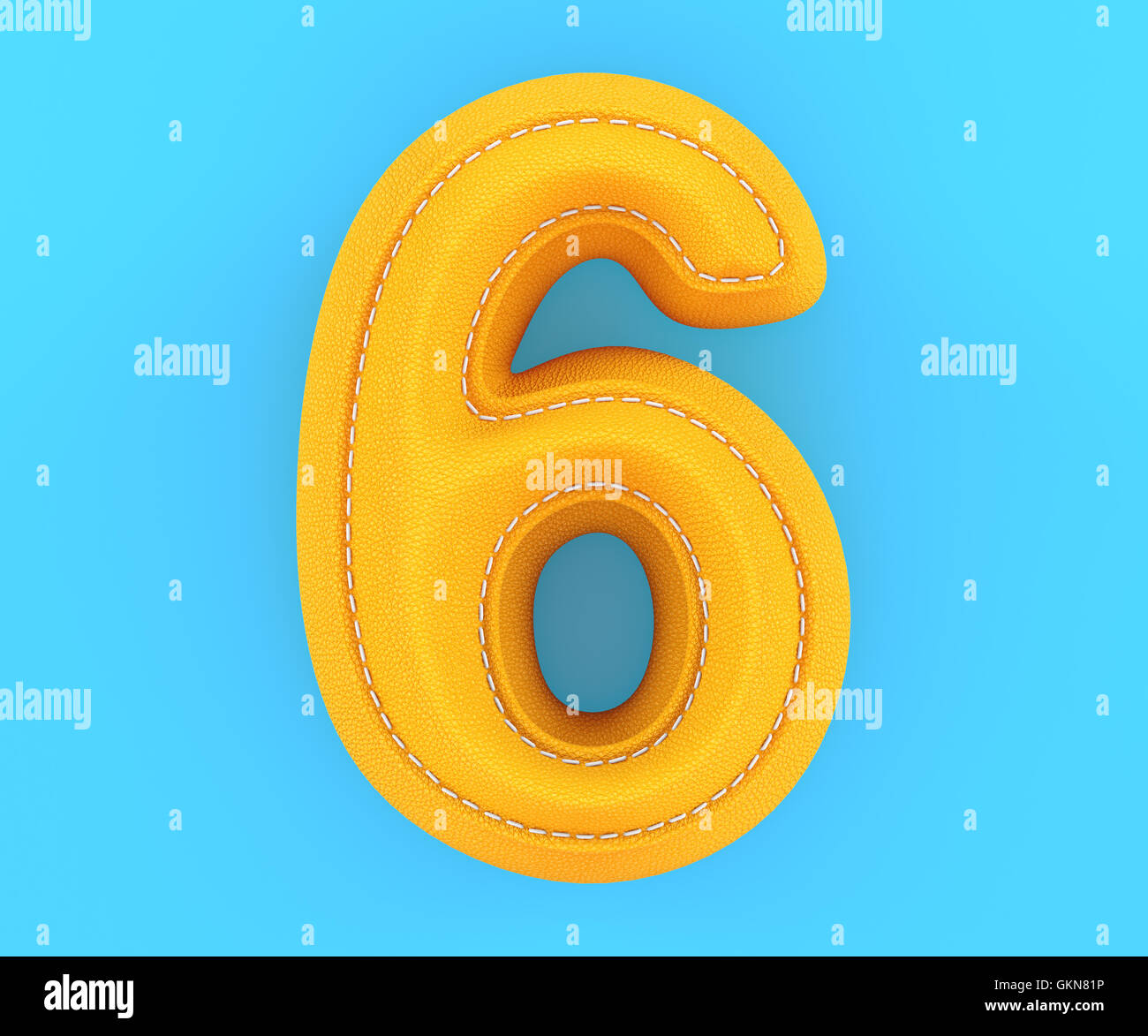 Digit number alphabet yellow leather skin texture letter six 6. 3d ...