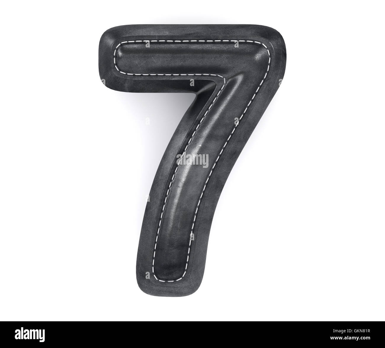 Digit number alphabet black leather skin texture letter seven 7. 3d ...