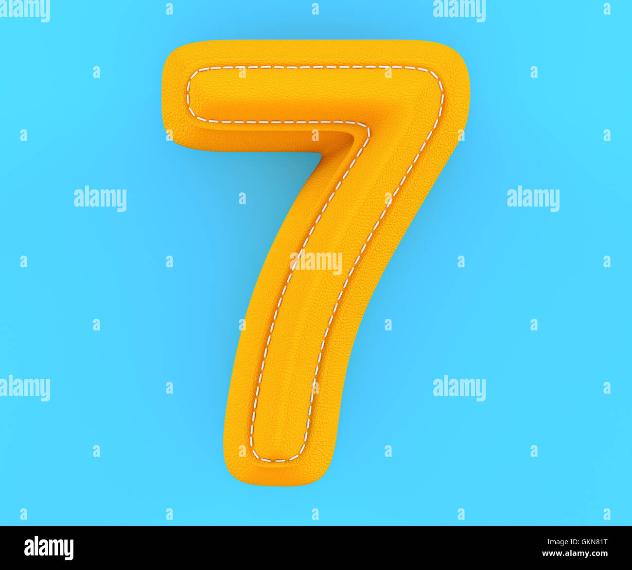 Digit number alphabet yellow leather skin texture letter seven 7. 3d ...