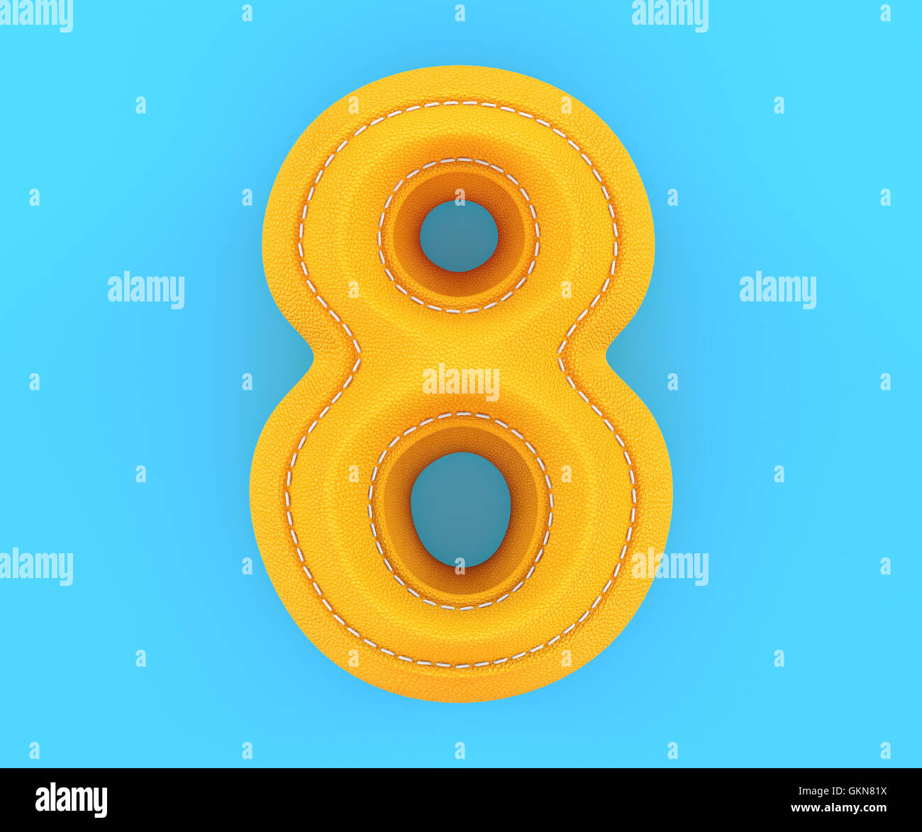 Digit number alphabet yellow leather skin texture letter eight 8. 3d ...