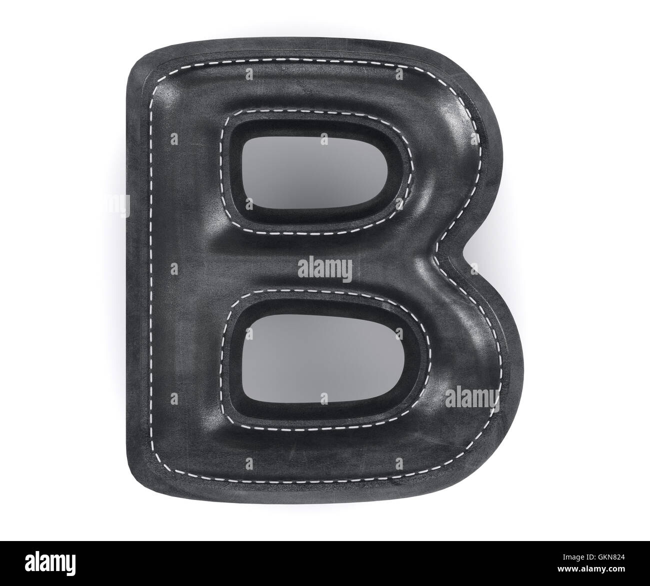 Alphabet black leather skin texture capital letter B. Isolated on white ...