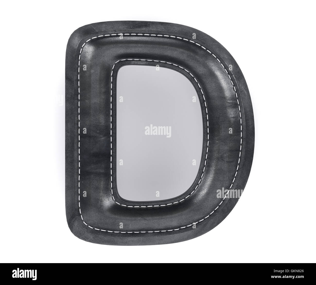 Alphabet black leather skin texture capital letter D. Isolated on white ...