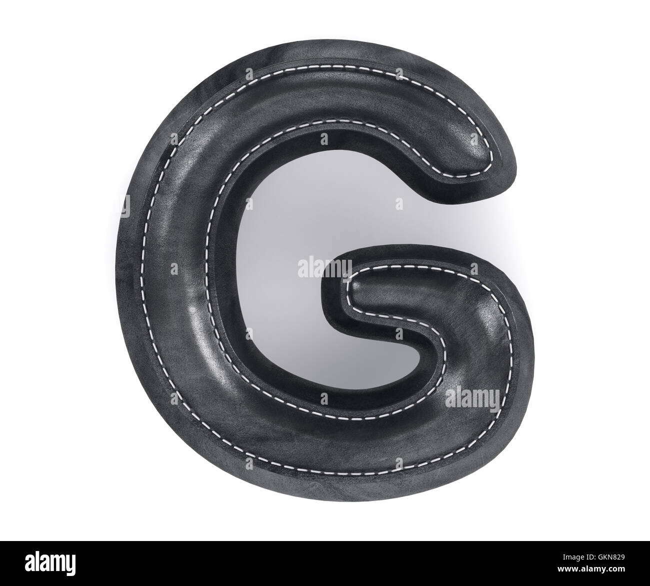 Alphabet black leather skin texture capital letter G. Isolated on white ...