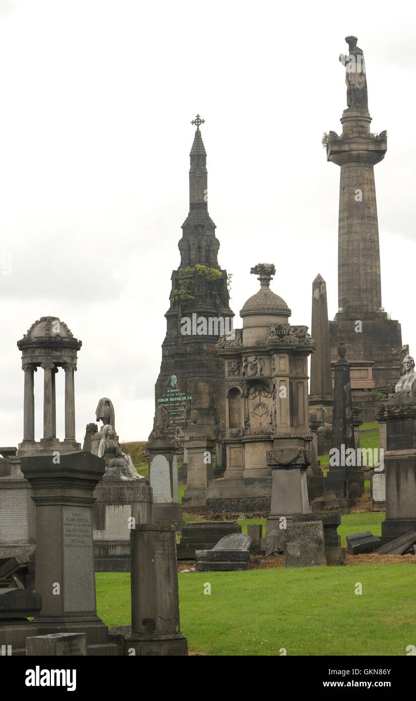 Monuments in the Glasgow Necropolis. The Necropolis is a Victorian cemetery near St. Mungo's ...