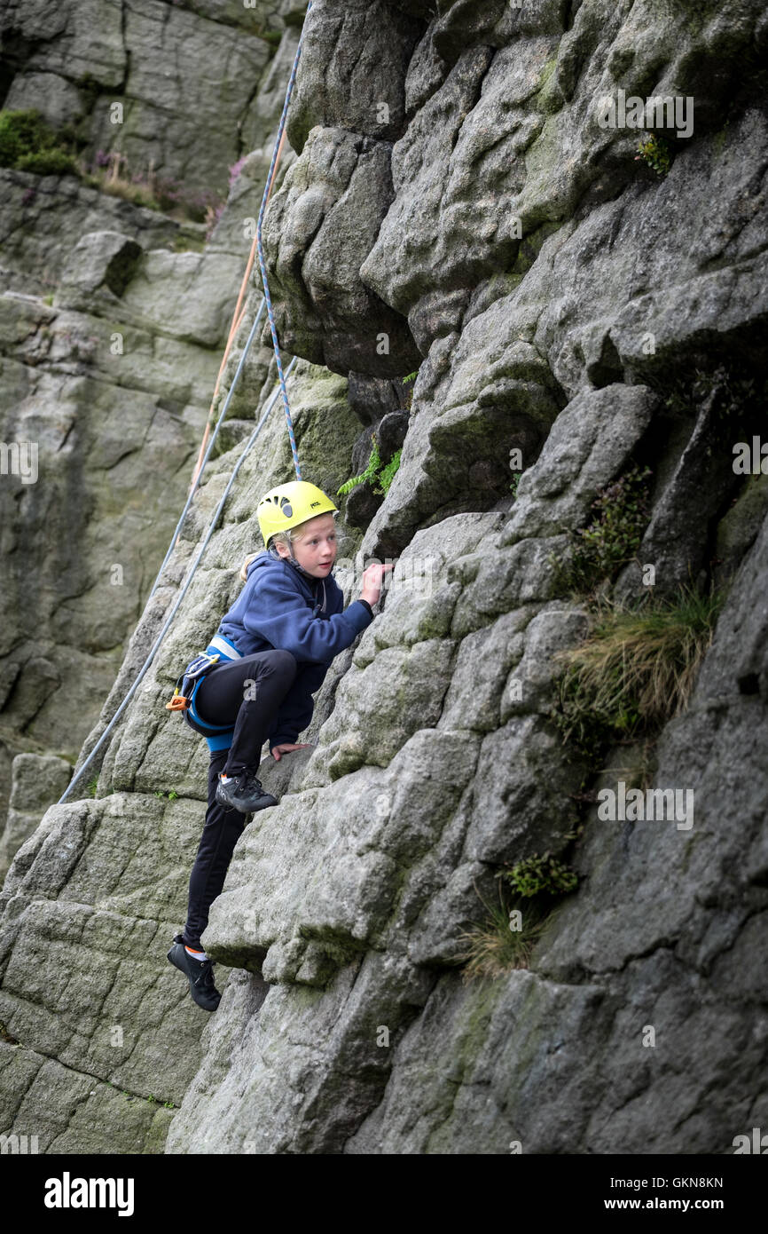 Climbing at Windgather Rocks in the Peak District, UK Stock Photo - Alamy