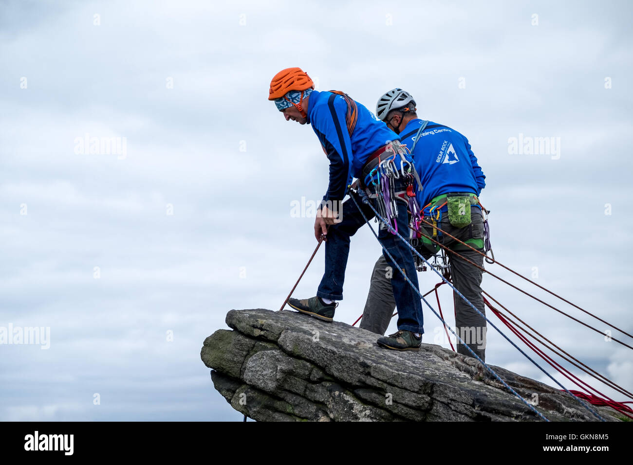 Climbing at Windgather Rocks in the Peak District, UK Stock Photo - Alamy
