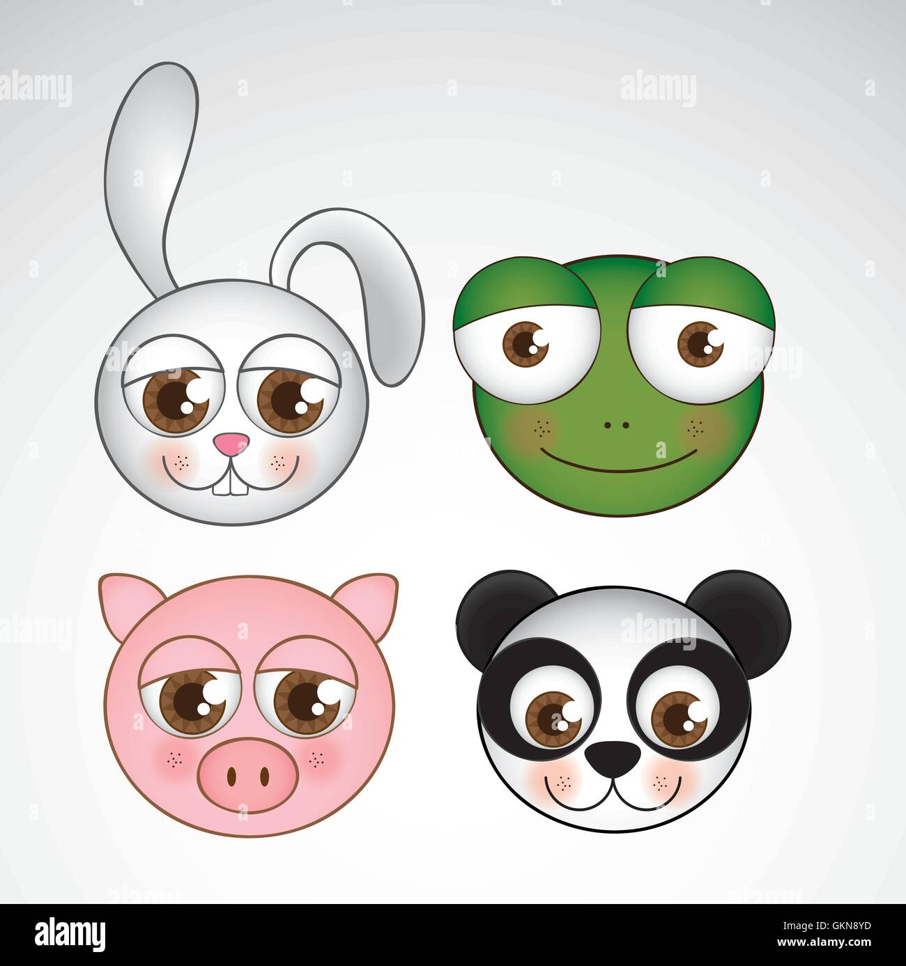 Illustration of animal icons illustration of rabbit panda pig f Stock ...