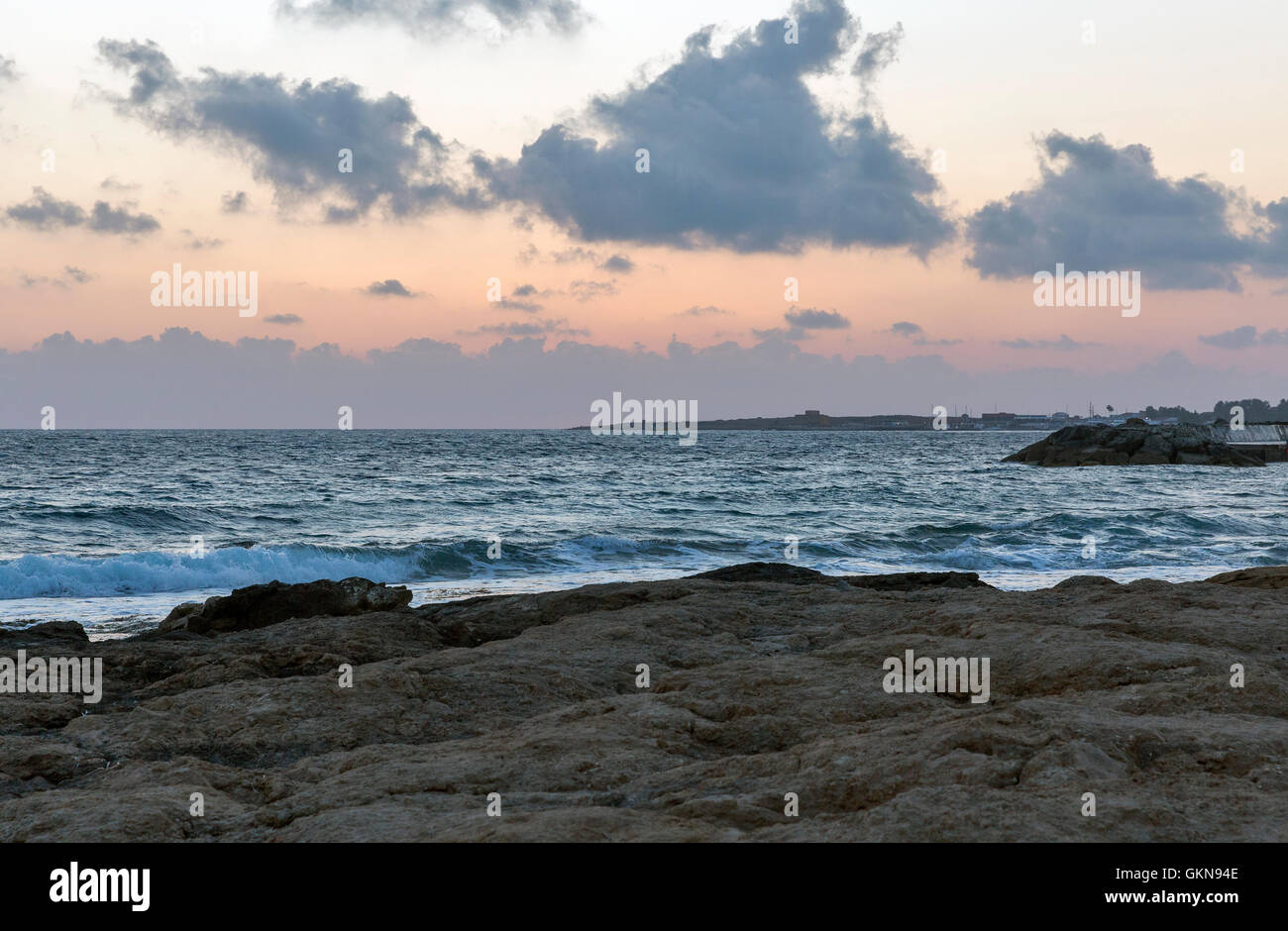 Dramatic Mediterranean Sea sunset in Paphos, Cyprus Stock Photo - Alamy