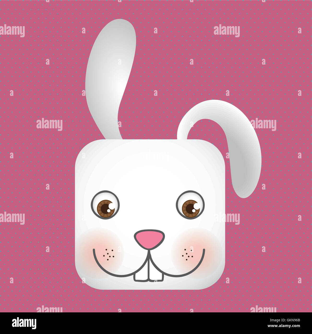 Animal icon square head rabbit with dotted background vector ill Stock ...