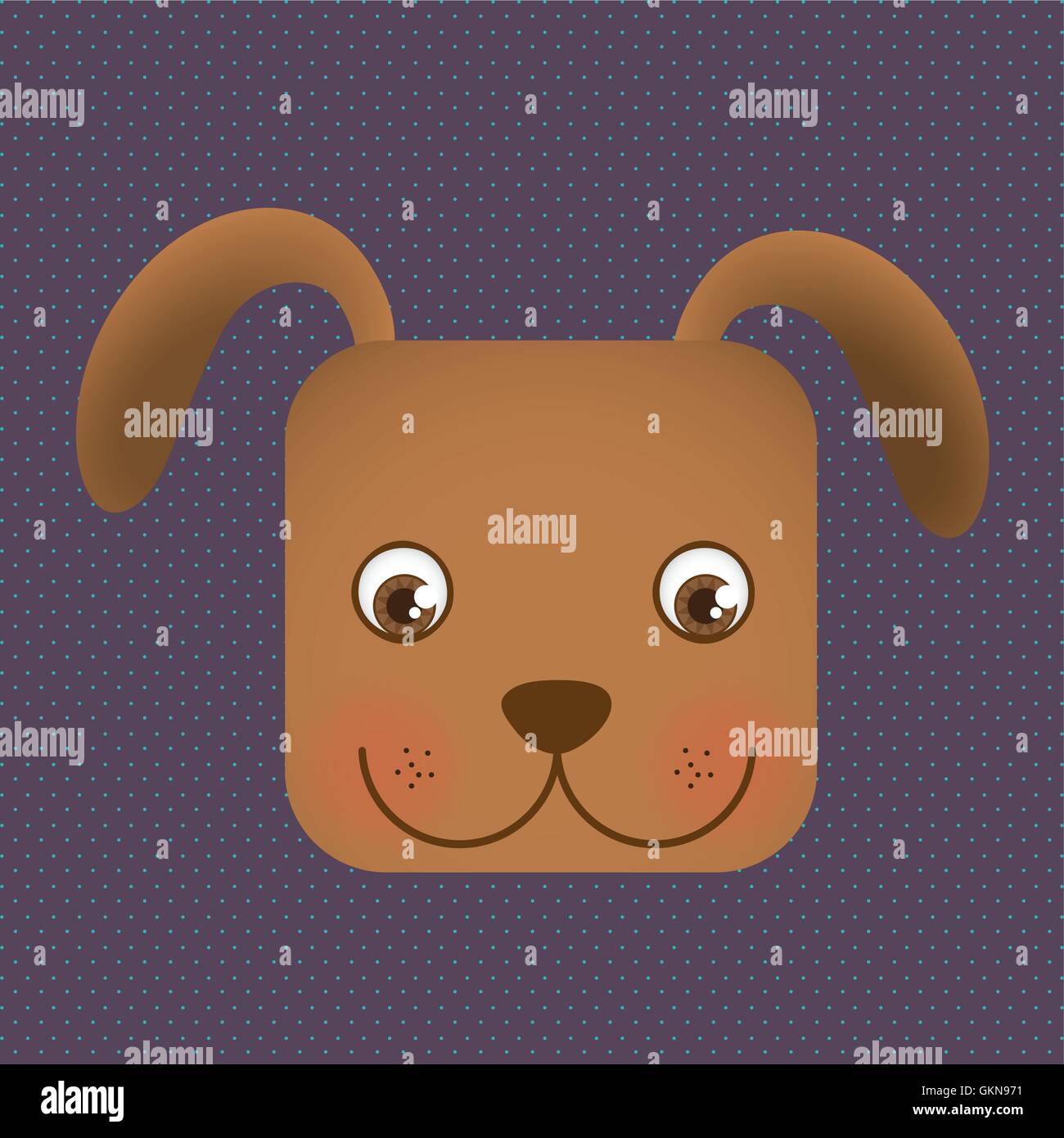 Animal icon square head dog with dotted background vector illust Stock ...