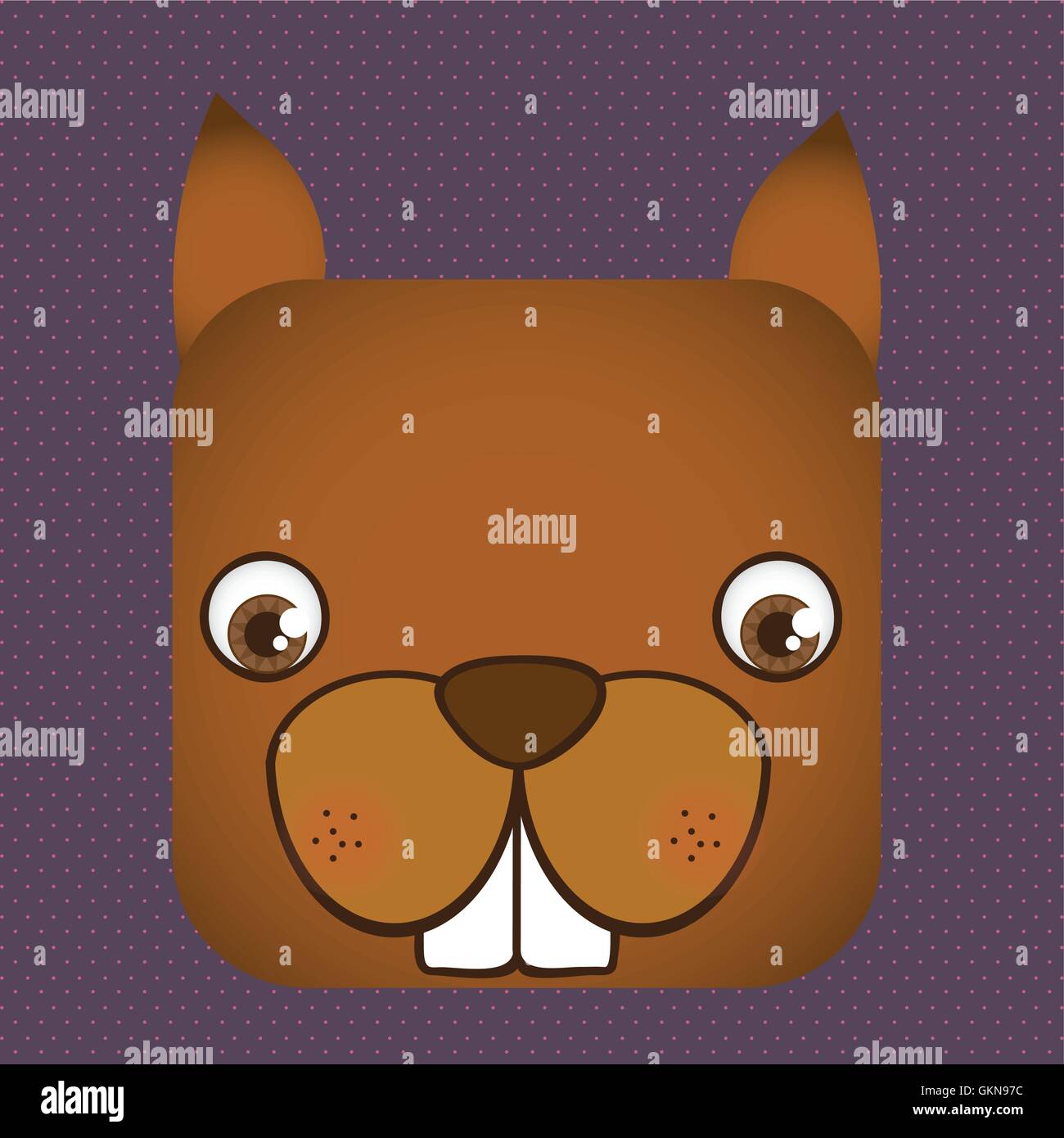 Animal icon square head squirrel with dotted background vector i Stock ...