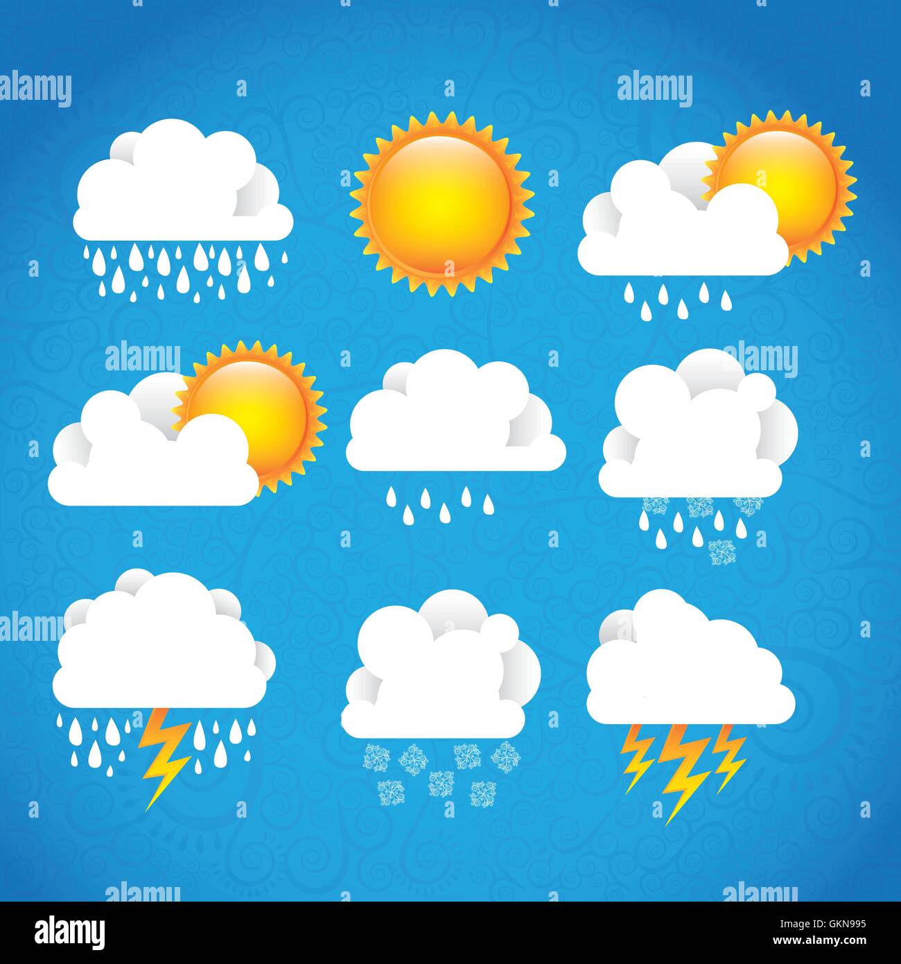 Season Icons Season cloud with sun rain snowflakes lightning vec Stock ...