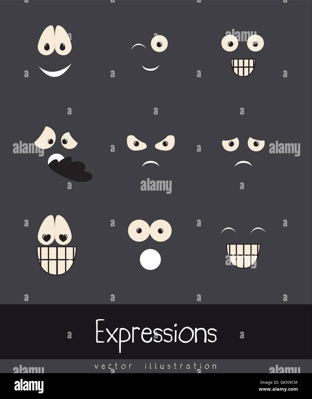Illustration of expressions icons with different gestures vector Stock ...