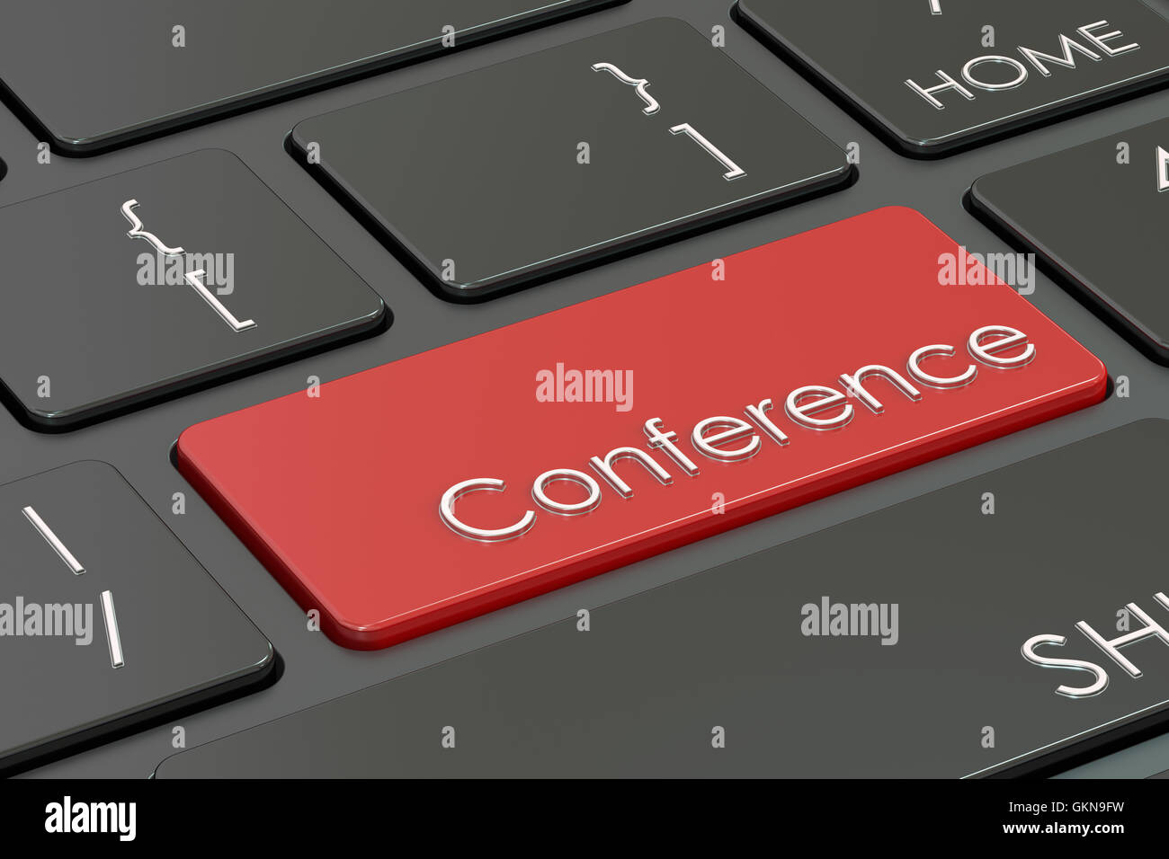 Conference, red hot key on the keyboard , 3D rendering Stock Photo - Alamy