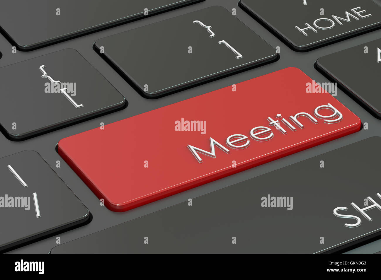 Meeting, red hot key on the keyboard , 3D rendering Stock Photo - Alamy
