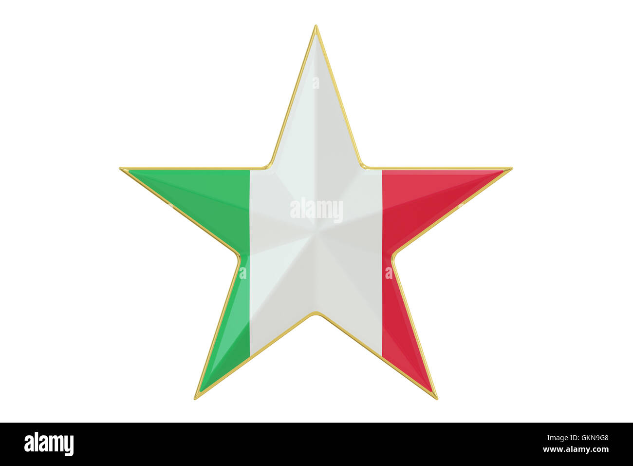 Star with flag of Italy, 3D rendering isolated on white background ...