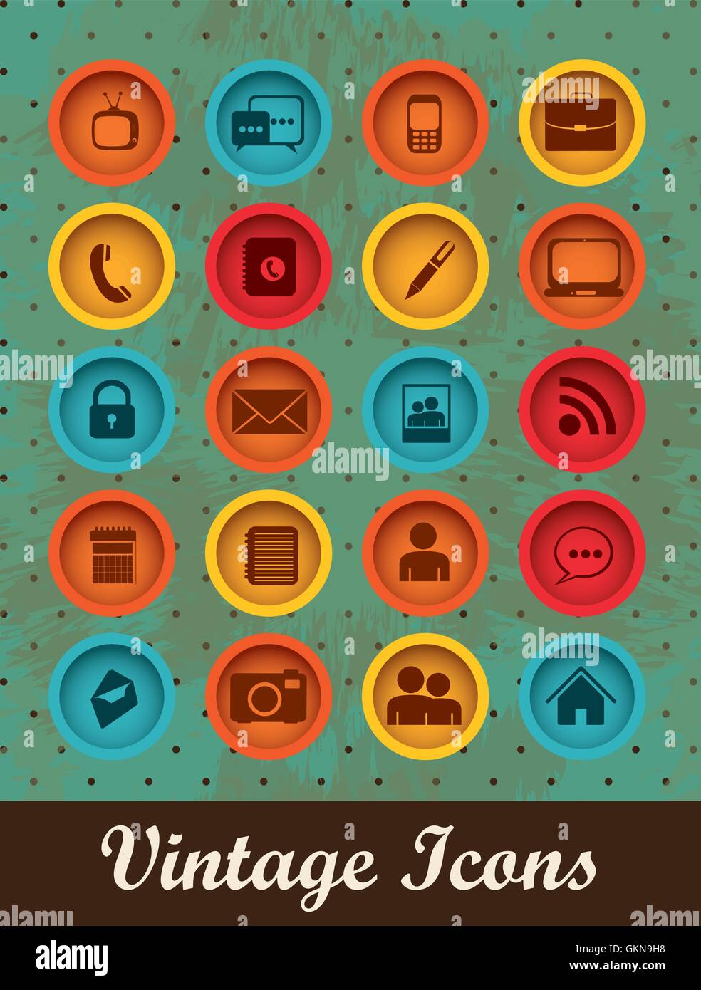 Illustration of retro business icons silhouettes of icons vector Stock ...