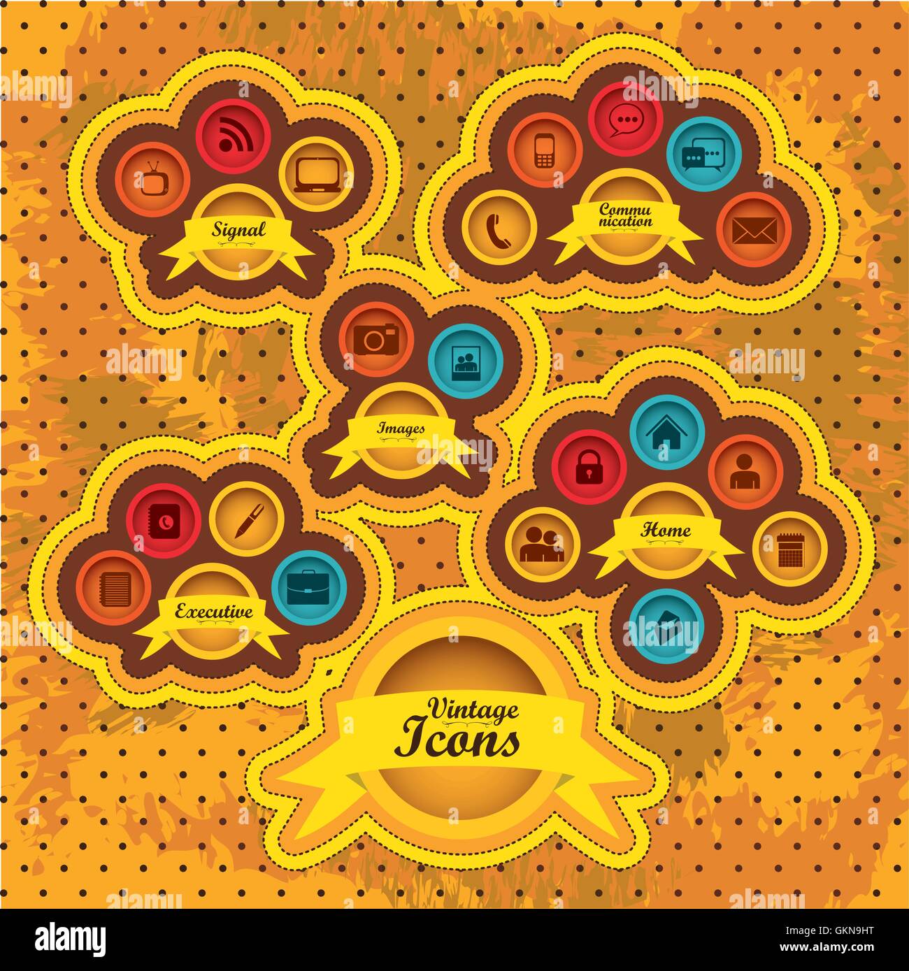 Illustration of retro business icons silhouettes of icons vector Stock ...