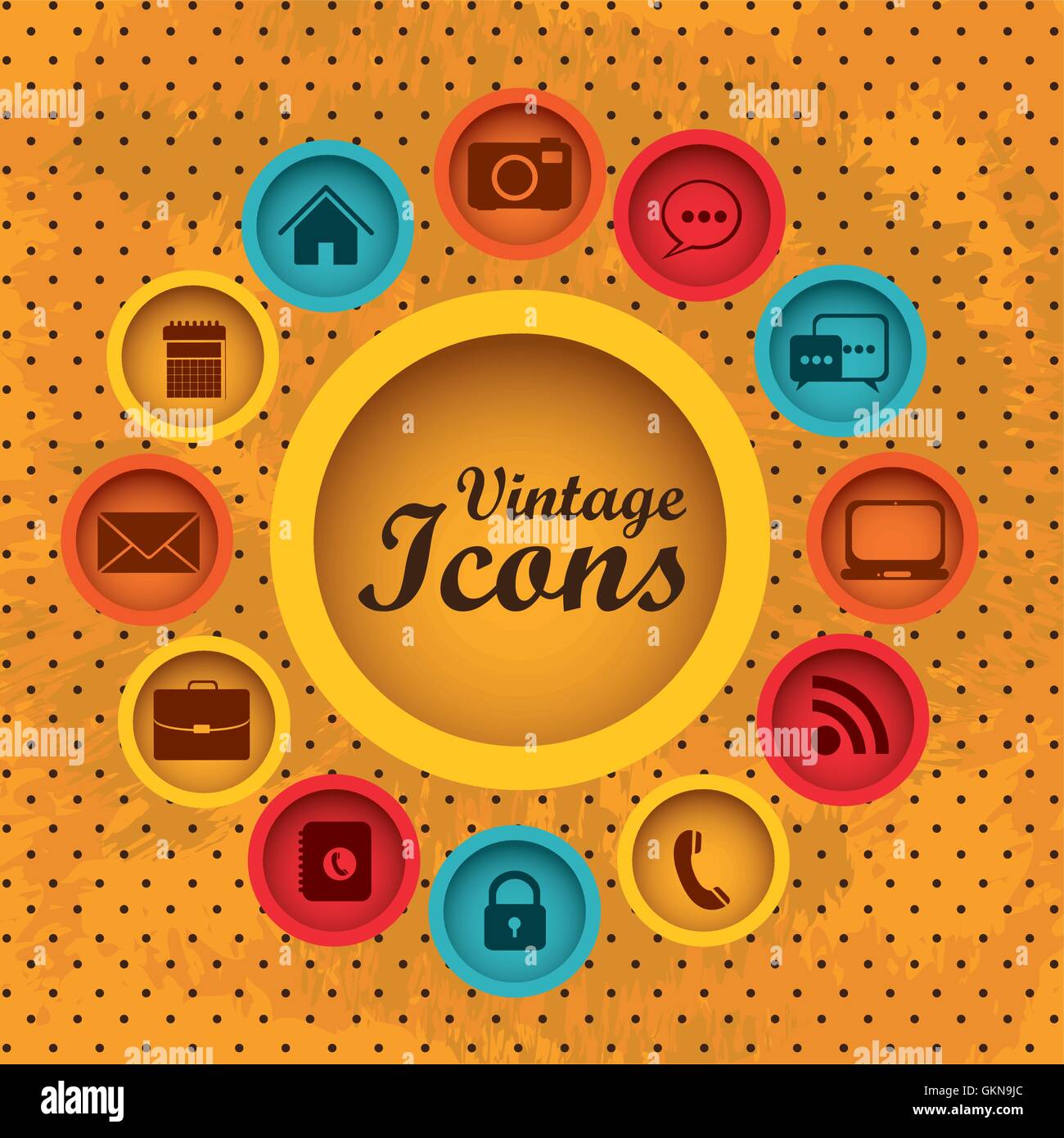 Illustration of retro business icons silhouettes of icons vector Stock ...
