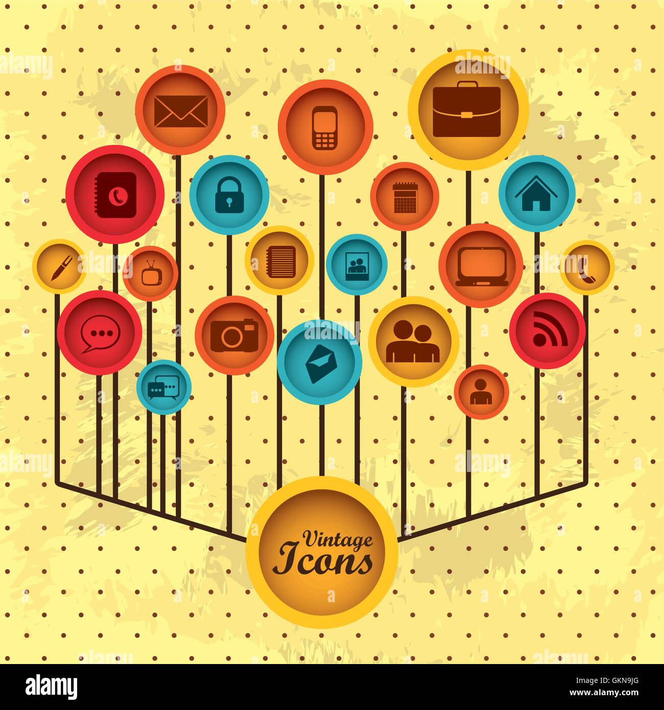 Illustration of retro business icons silhouettes of icons vector Stock ...