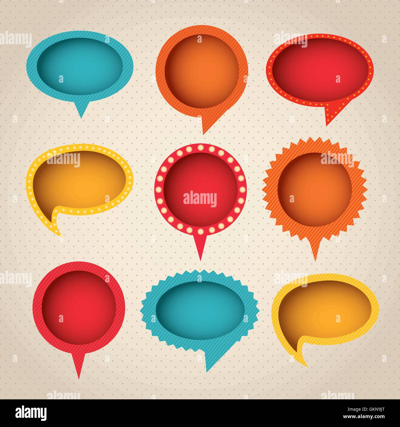 Illustration of retro speech bubbles Colorful text balloons Vect Stock ...