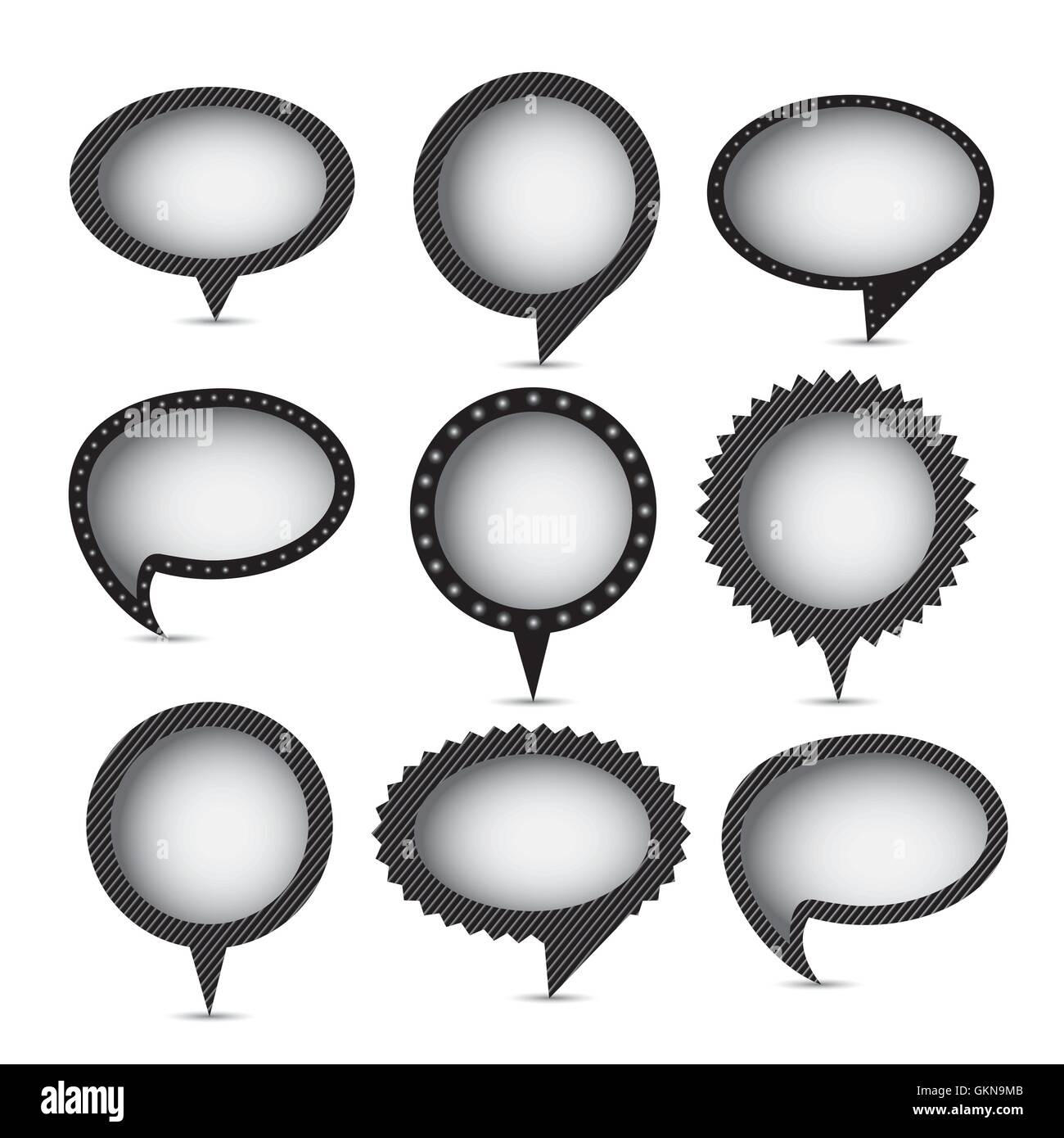 Illustration of retro speech bubbles black and withe text balloo Stock ...