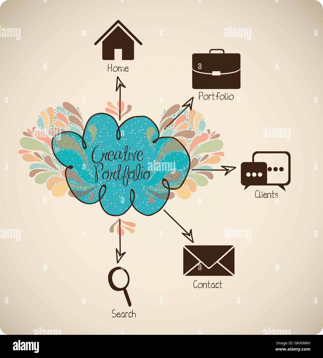 Illustration of creative portfolio Portfolio with icons Vector Stock ...