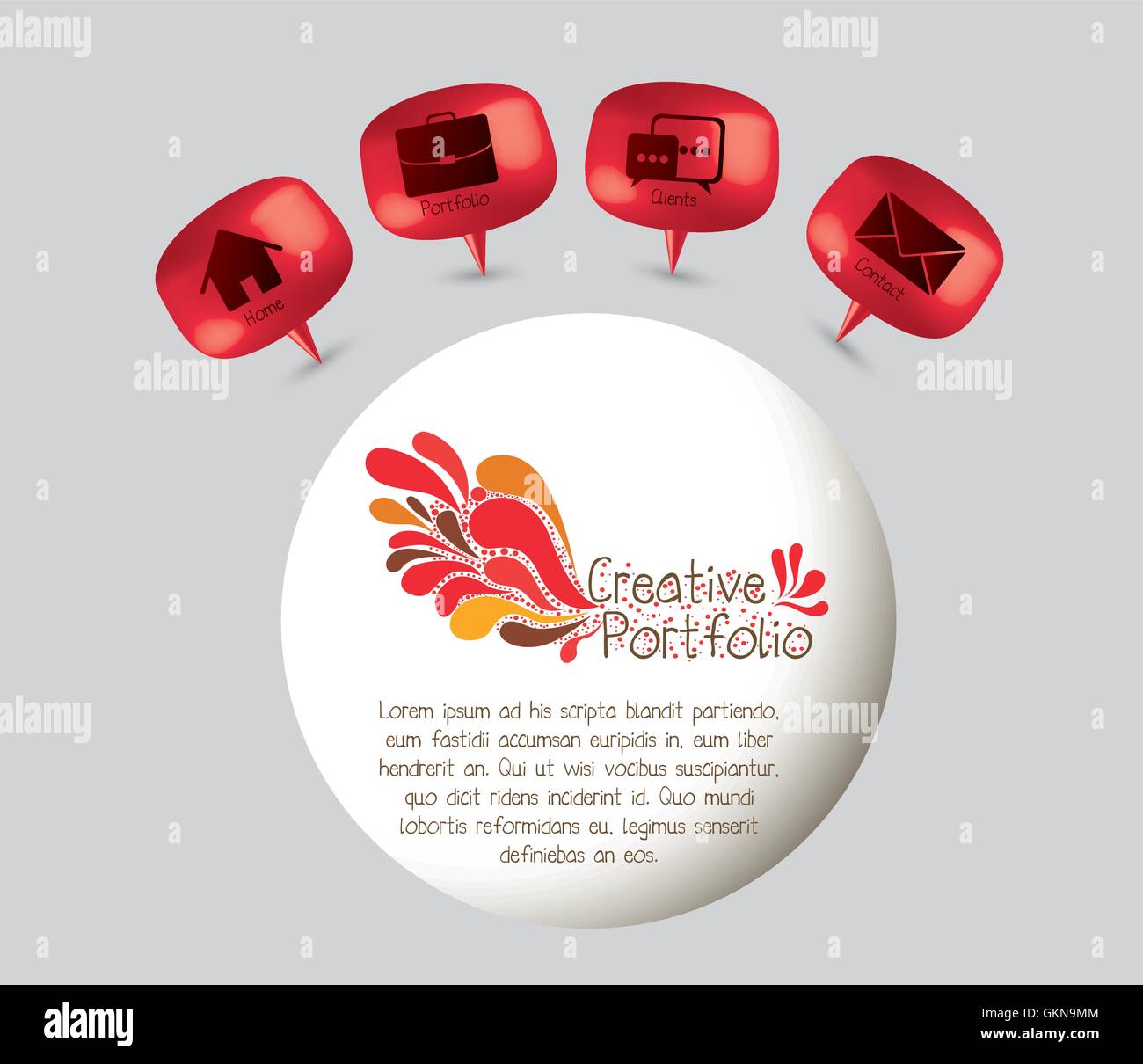 Illustration of creative portfolio Portfolio with icons Vector Stock ...