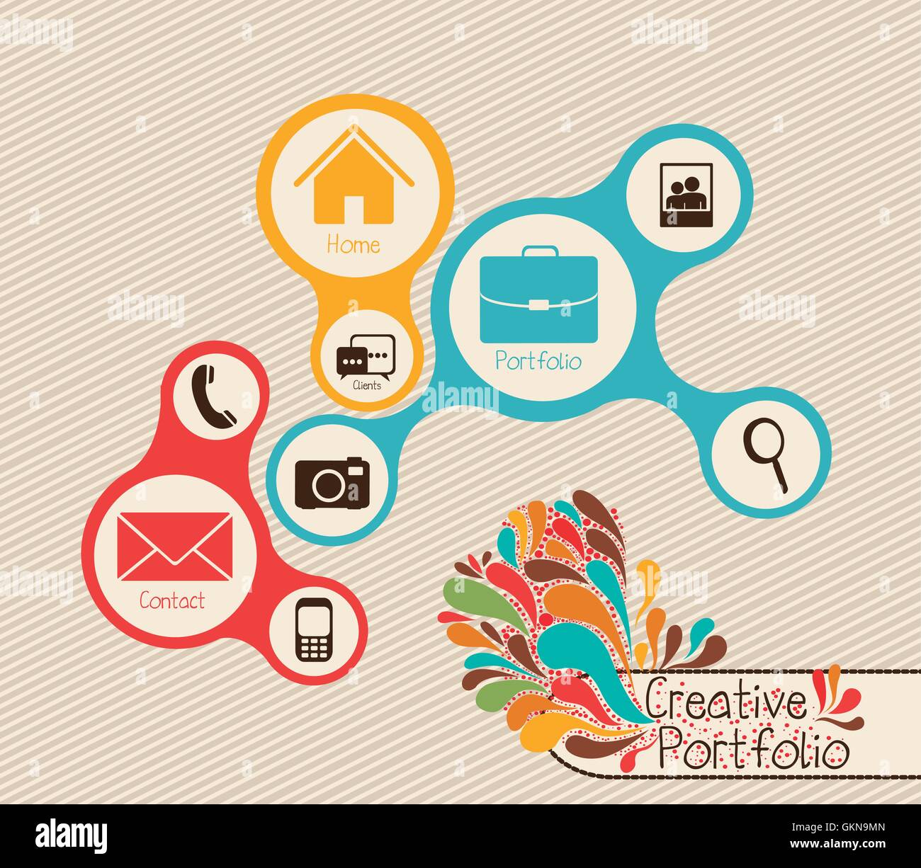 Illustration of creative portfolio Portfolio with icons Vector Stock ...