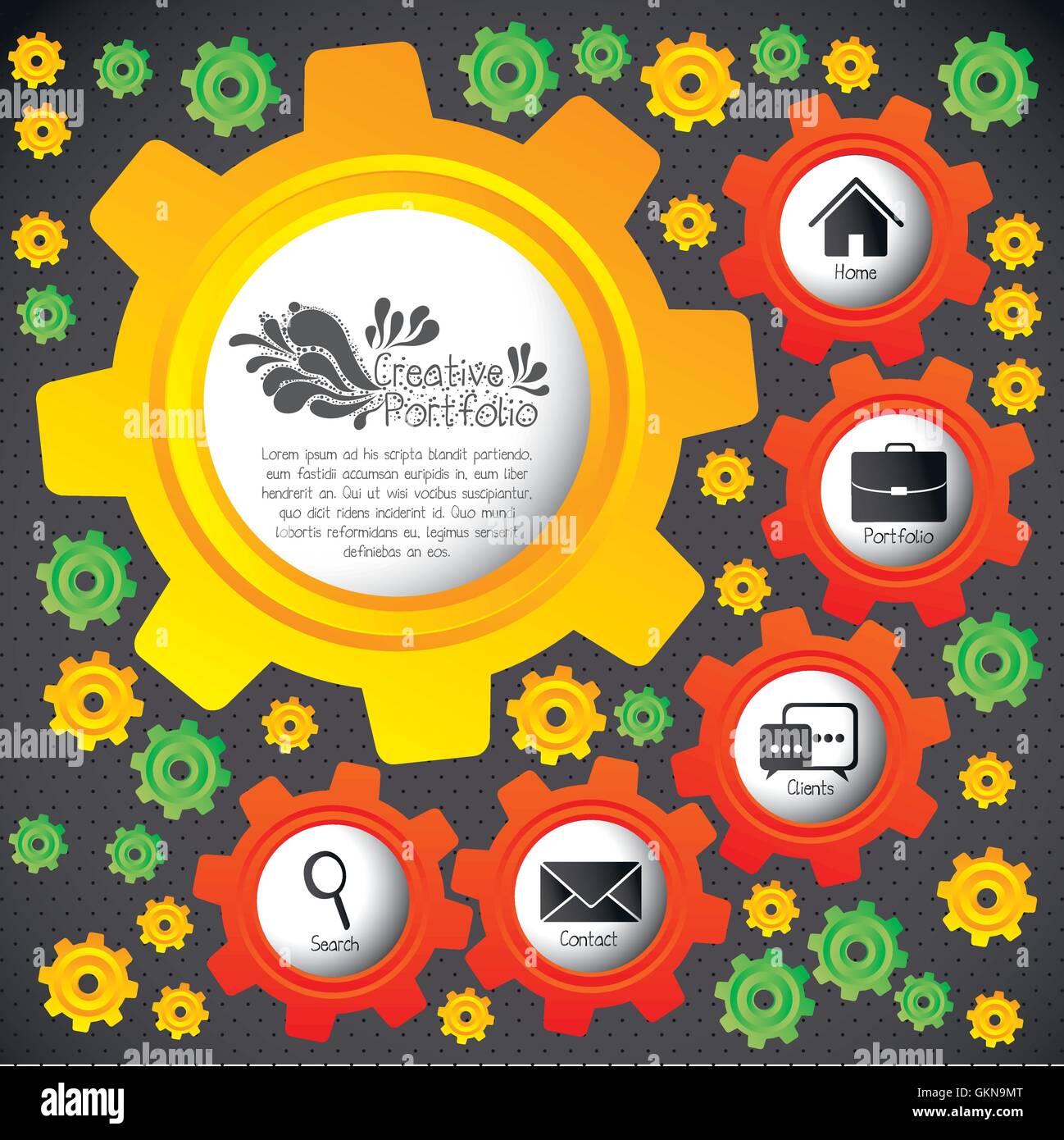 Illustration of creative portfolio Portfolio with icons Vector Stock ...