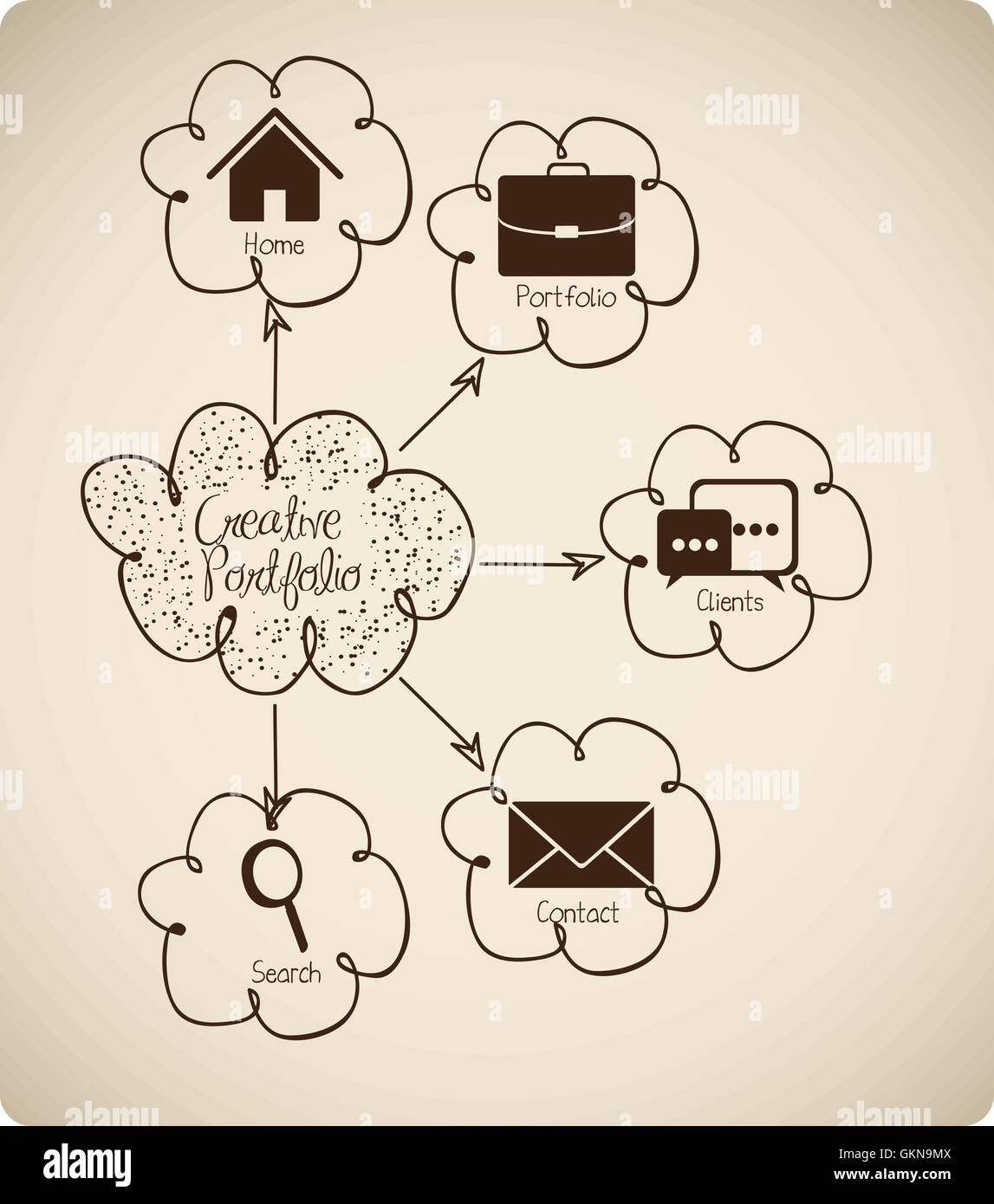 Illustration of creative portfolio Portfolio with icons Vector Stock ...