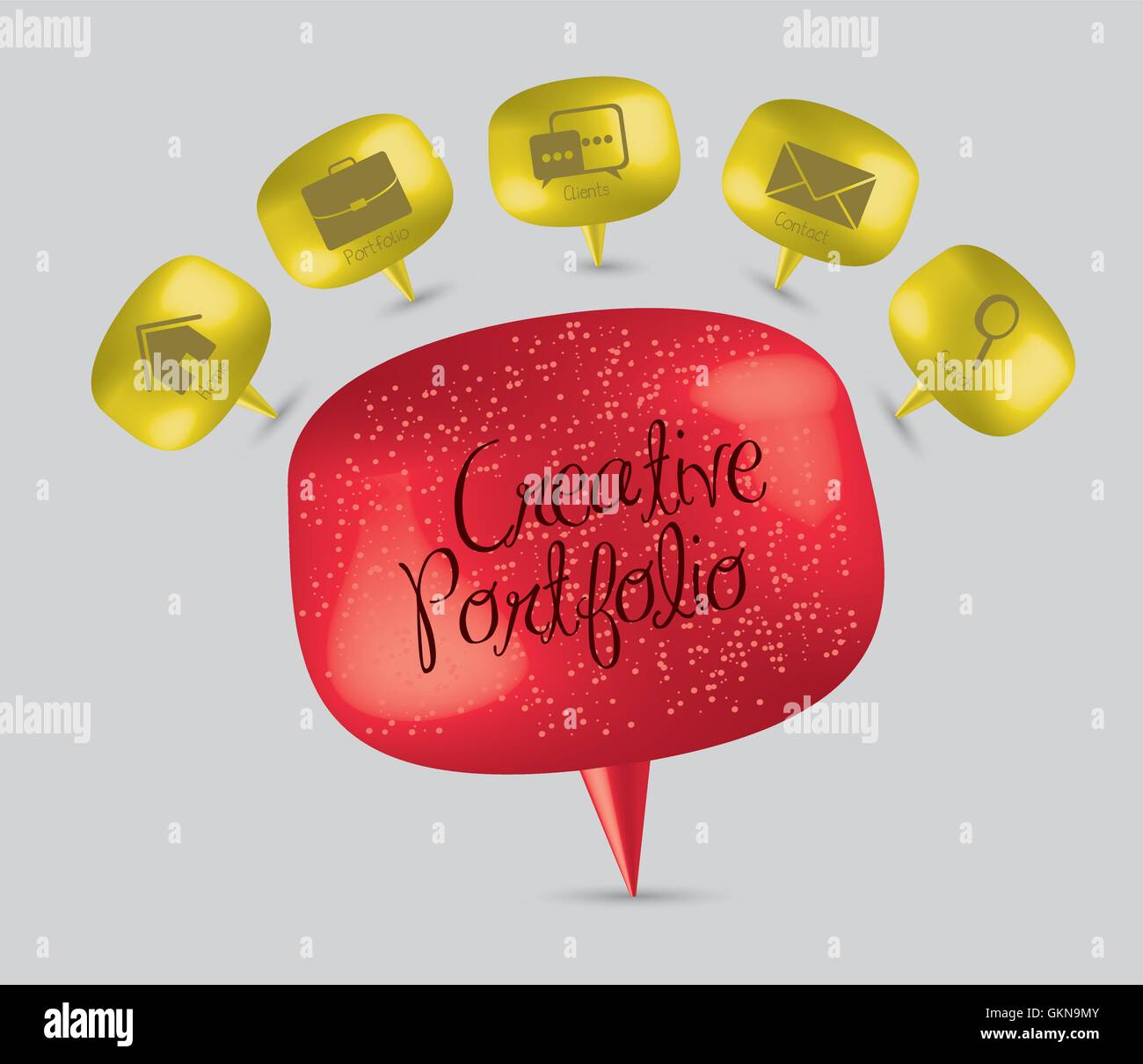 Illustration of creative portfolio Portfolio with icons Vector Stock ...