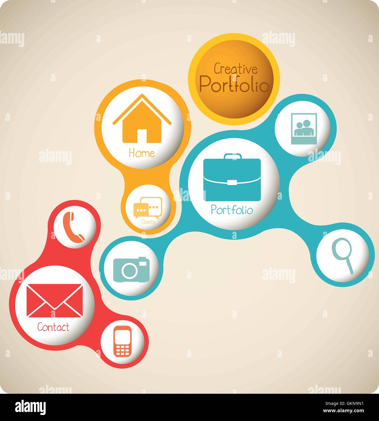 Illustration of creative portfolio Portfolio with icons Vector Stock ...