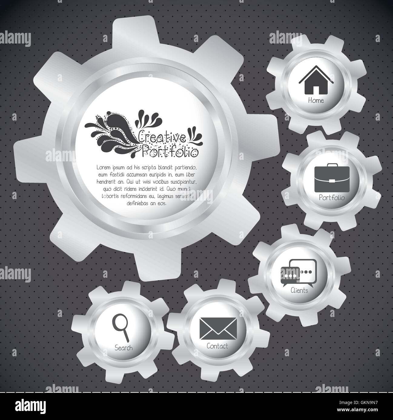 Illustration of creative portfolio Portfolio with icons Vector Stock ...