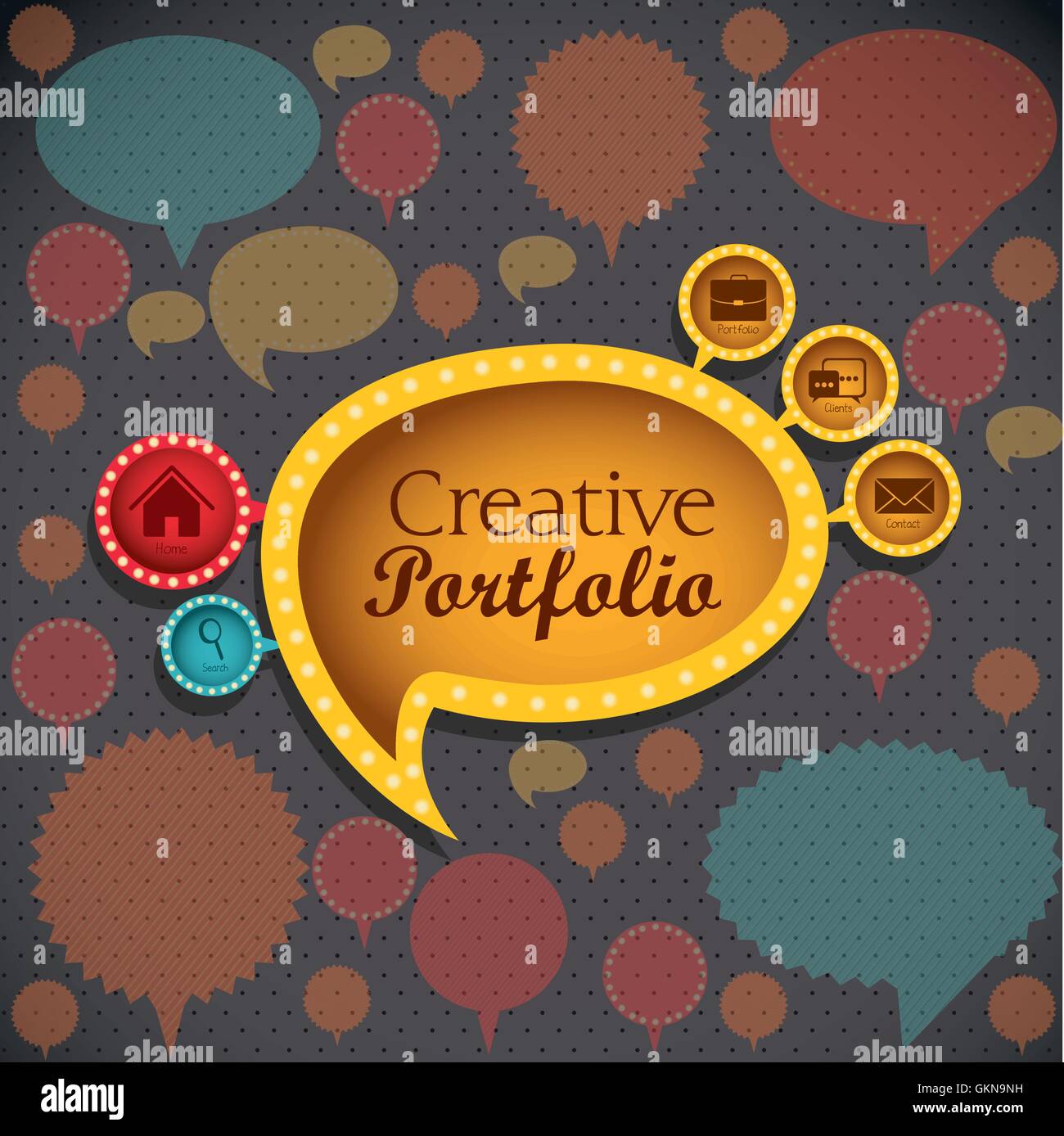 Illustration of creative portfolio Portfolio with icons Vector Stock ...