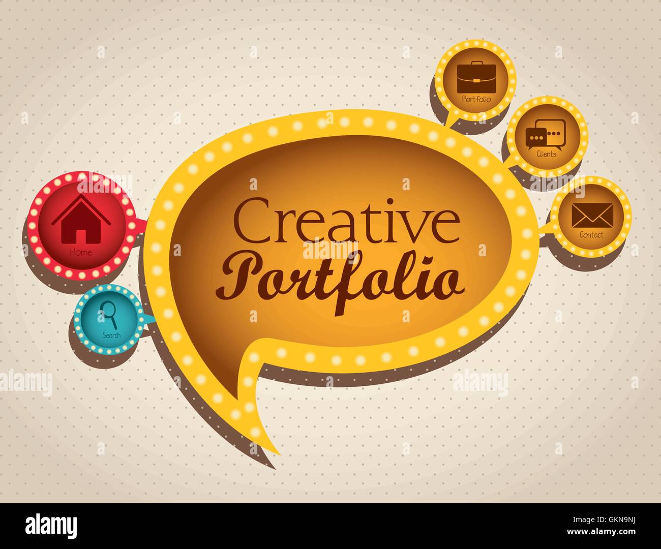 Illustration of creative portfolio Portfolio with icons Vector Stock ...