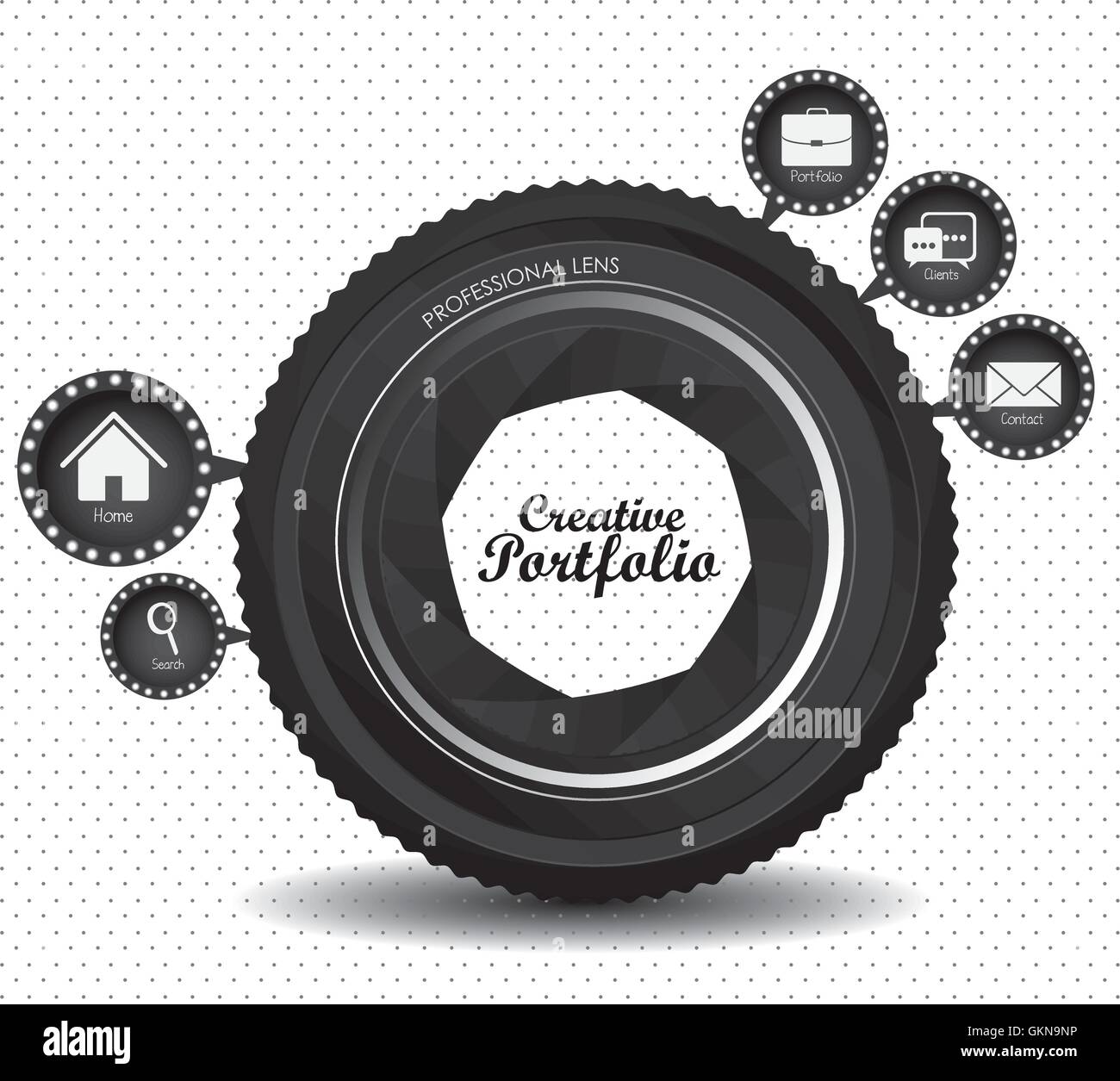 Illustration of creative portfolio Portfolio with icons Vector Stock ...