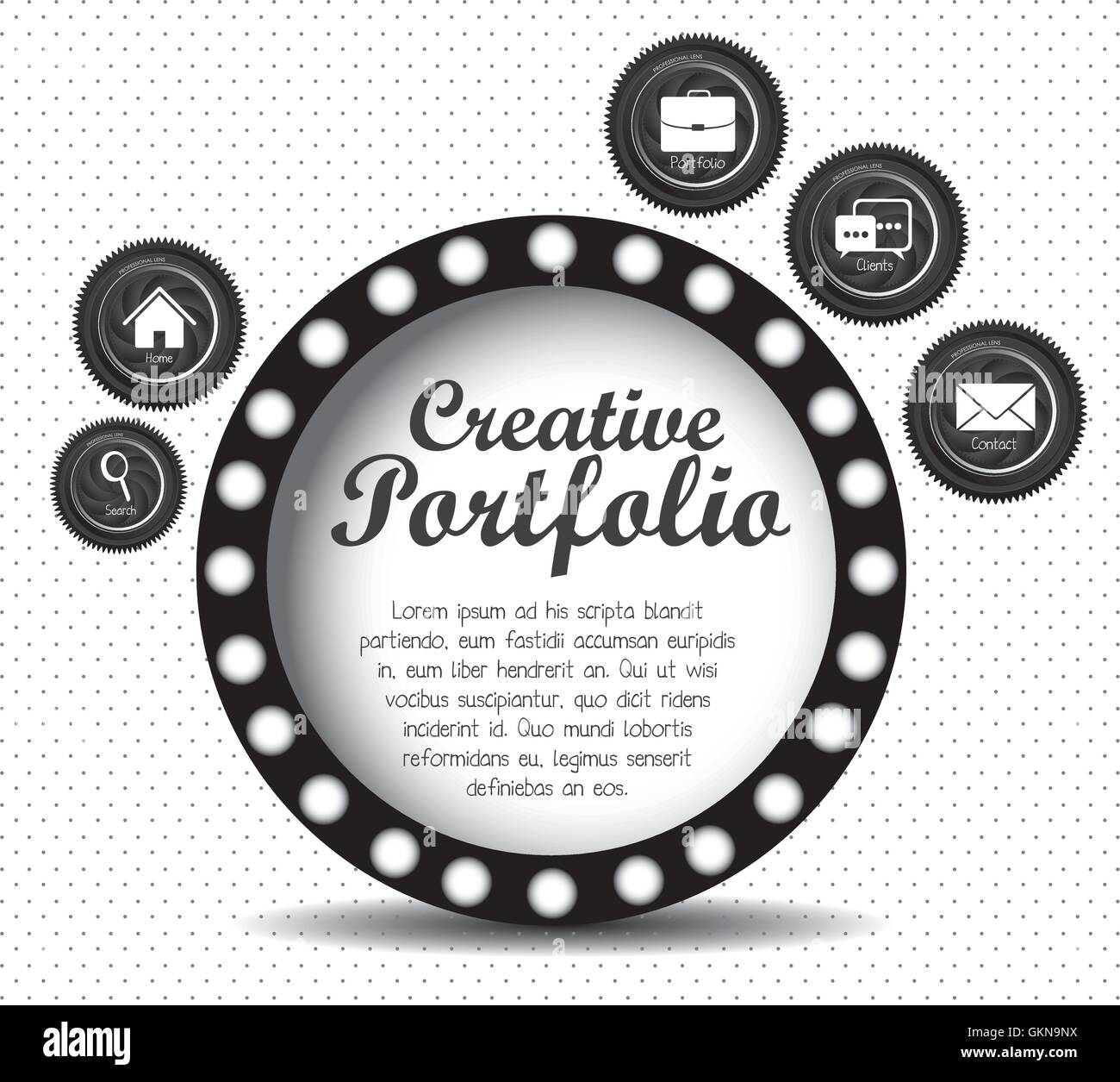 Illustration of creative portfolio Portfolio with icons Vector Stock ...