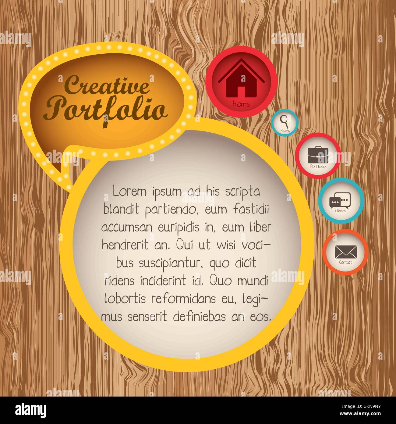 Illustration of creative portfolio Portfolio with icons Vector Stock ...