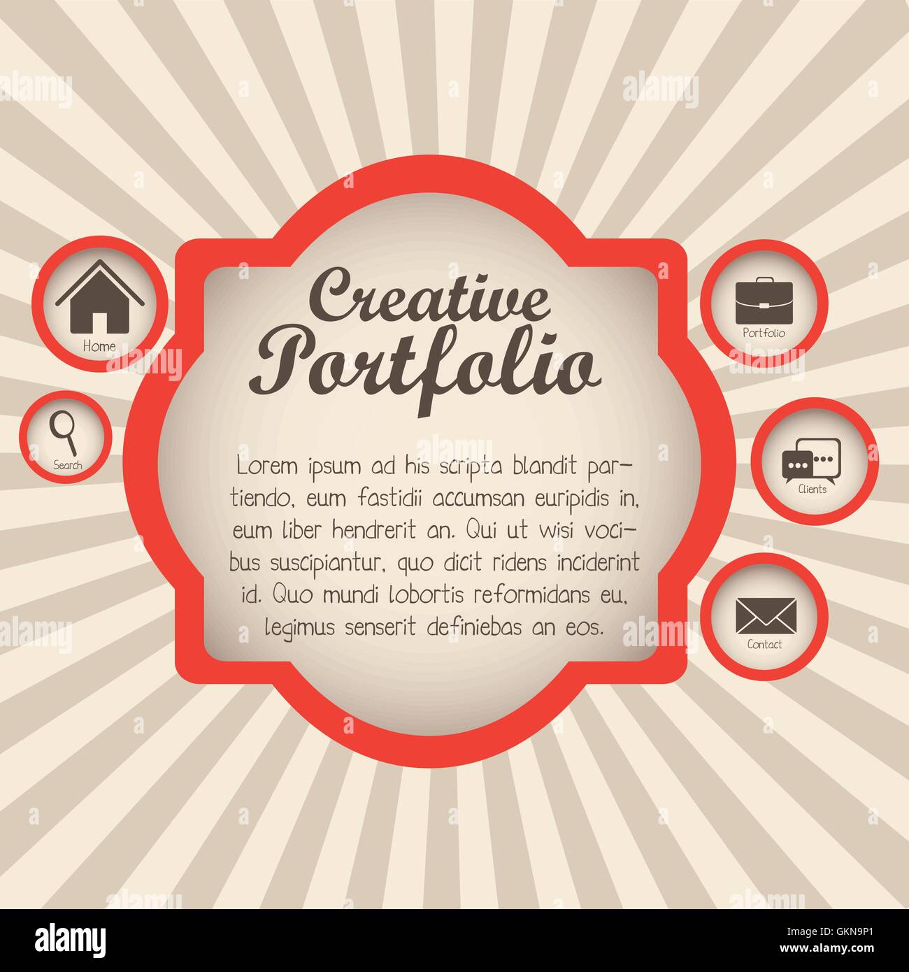 Illustration of creative portfolio Portfolio with icons Vector Stock ...