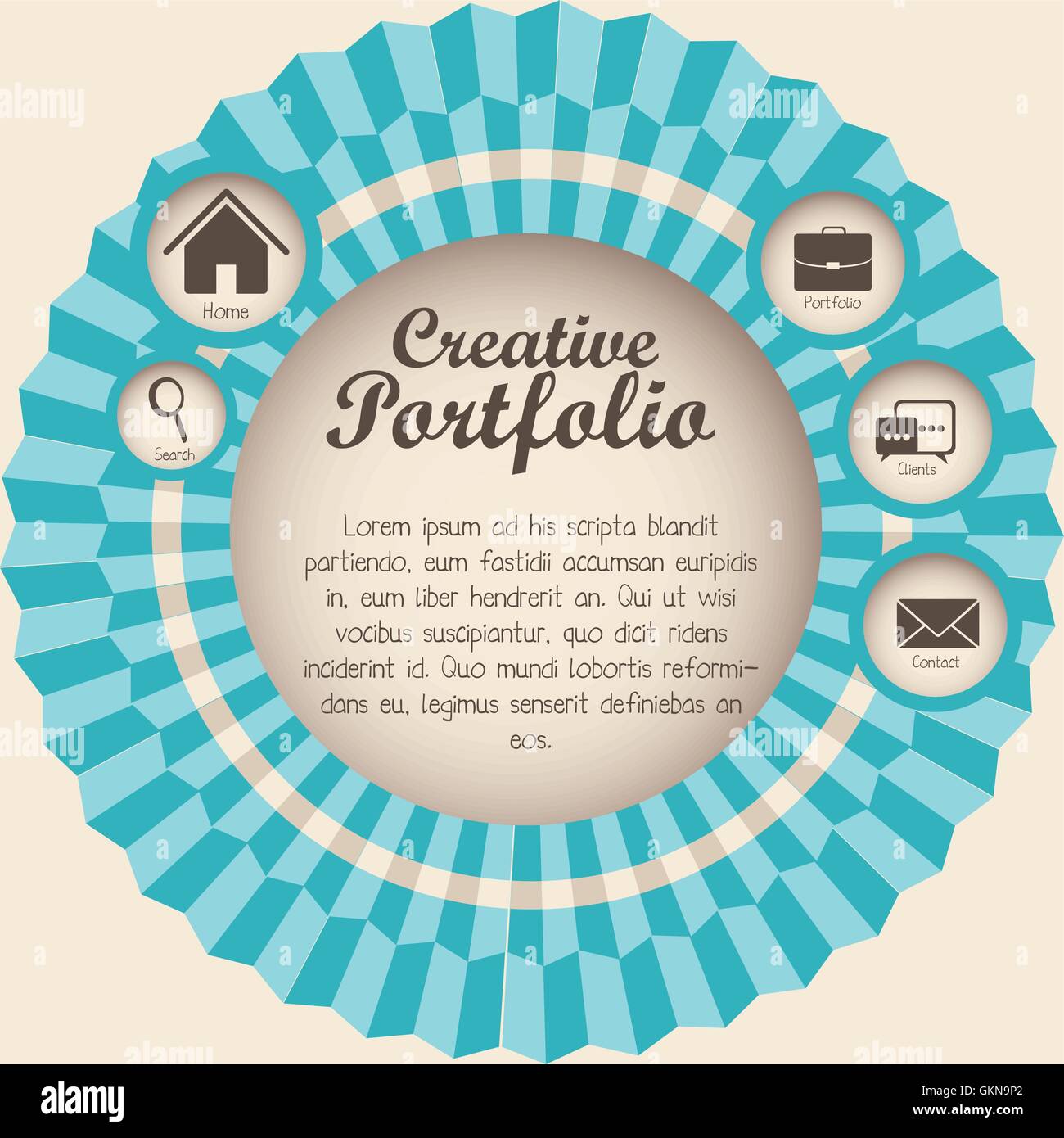 Illustration of creative portfolio Portfolio with icons Vector Stock ...