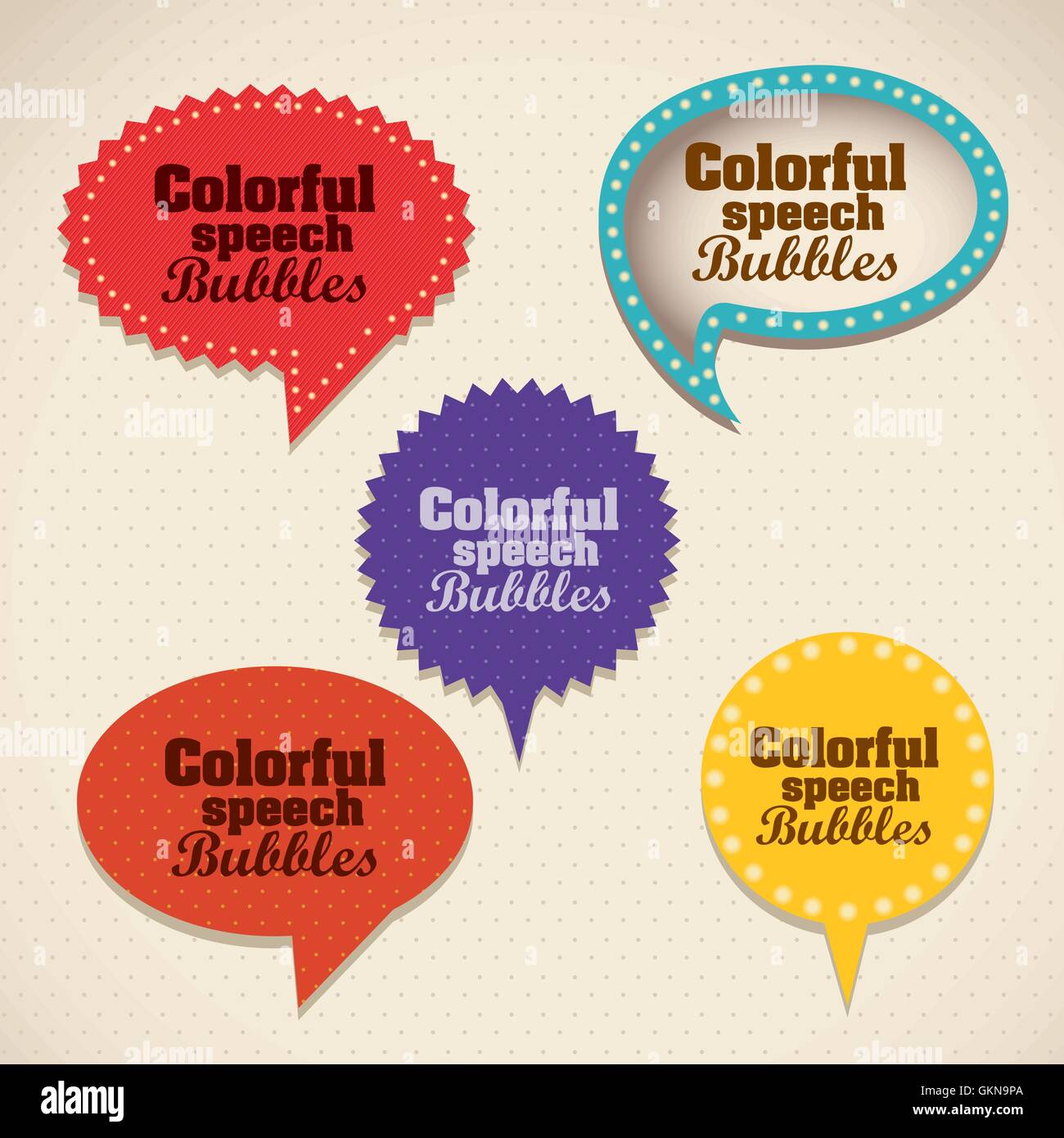 Illustration of retro speech bubbles Colorful text balloons Vect Stock ...