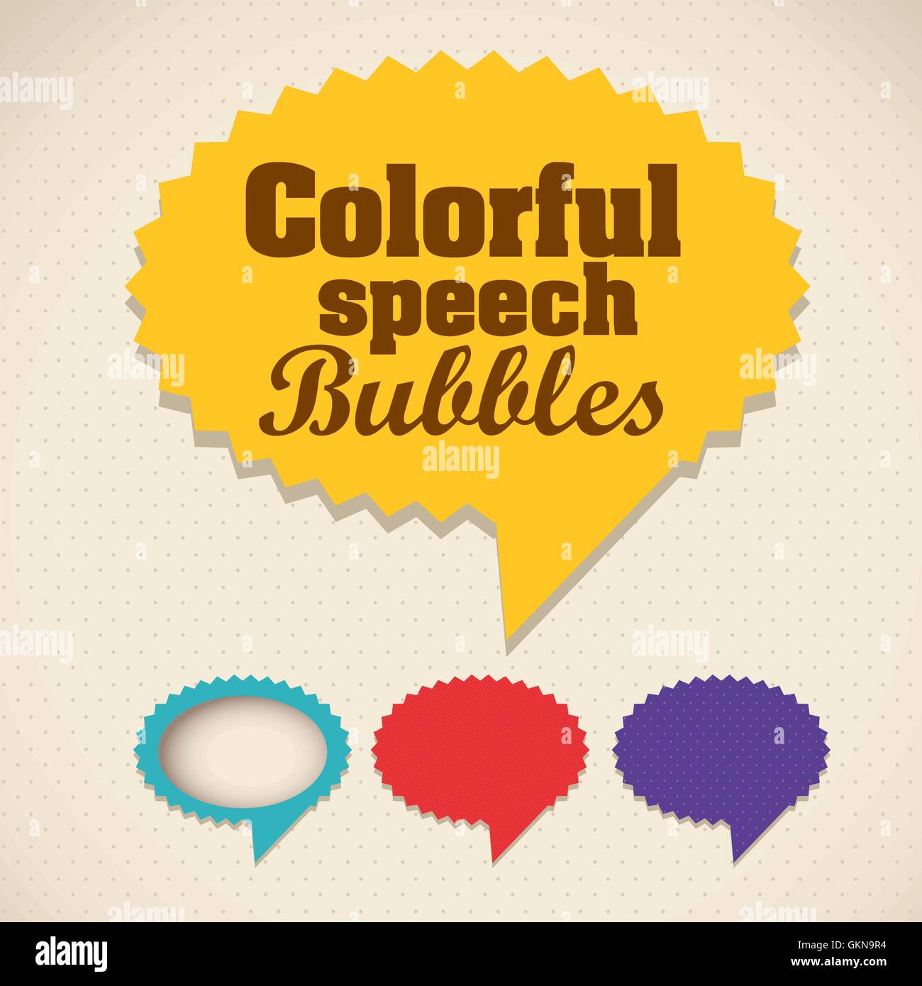 Illustration of retro speech bubbles Colorful text balloons Vect Stock ...