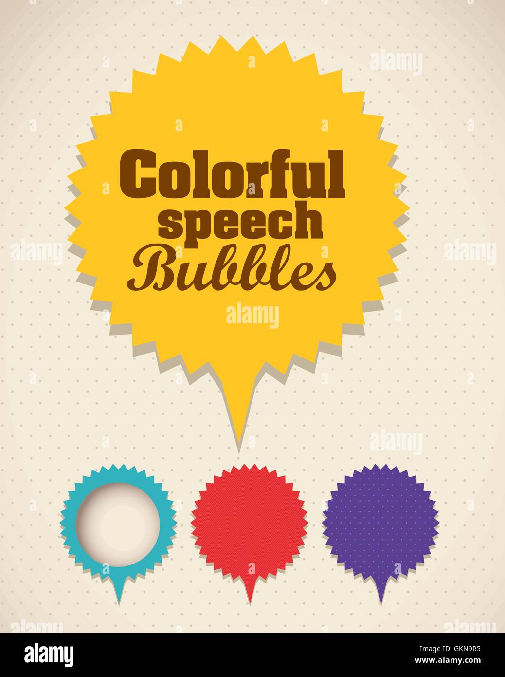 Illustration of retro speech bubbles Colorful text balloons Vect Stock ...