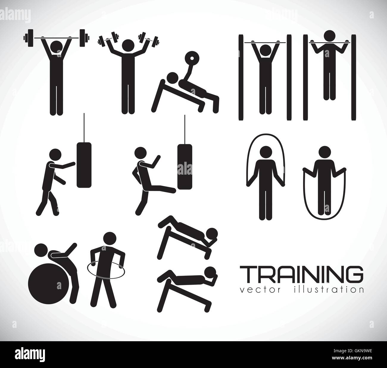 Illustration of gym icons Gym icons set vector illustration Stock ...