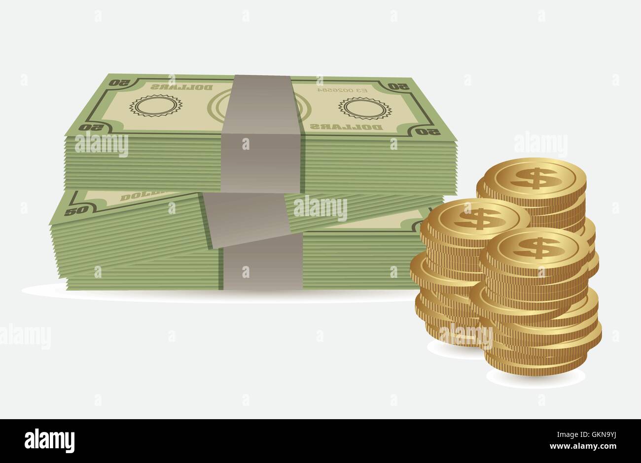 illustration of money icons Bill and coins illustrations vector Stock ...
