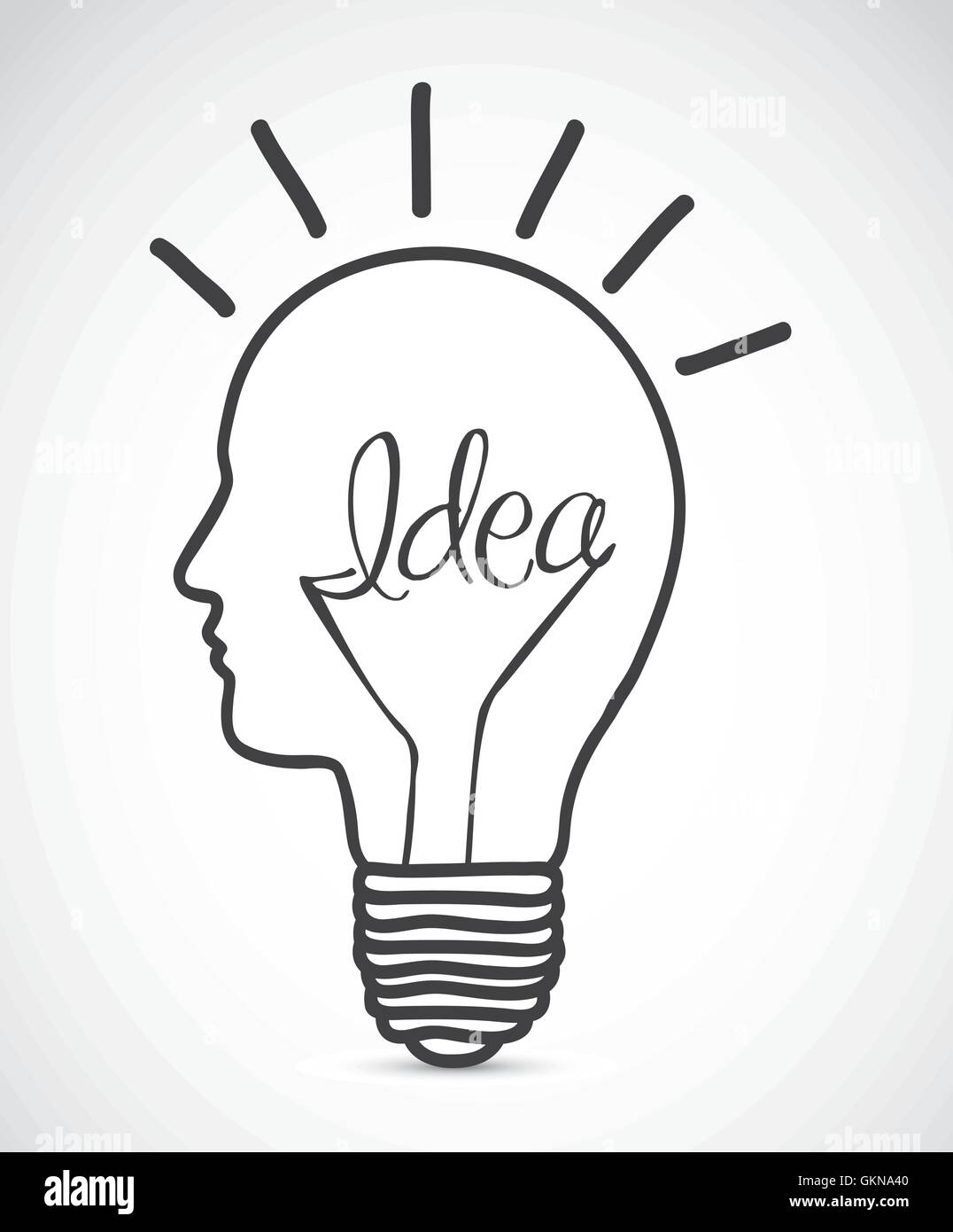 Illustration of bulb with silhouette human face vector illustrat Stock ...