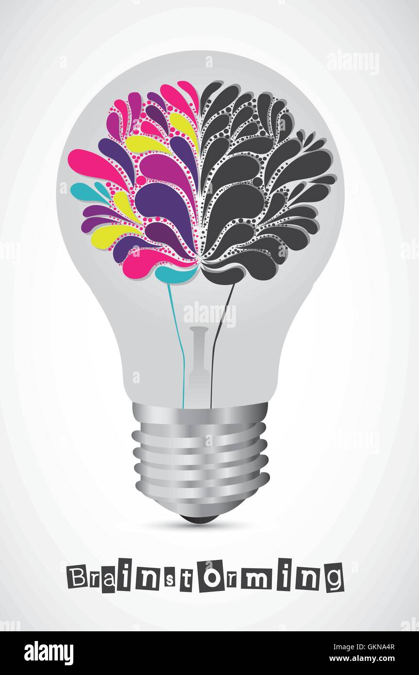 Illustration of bulb with human brain vector illustration Stock Vector ...