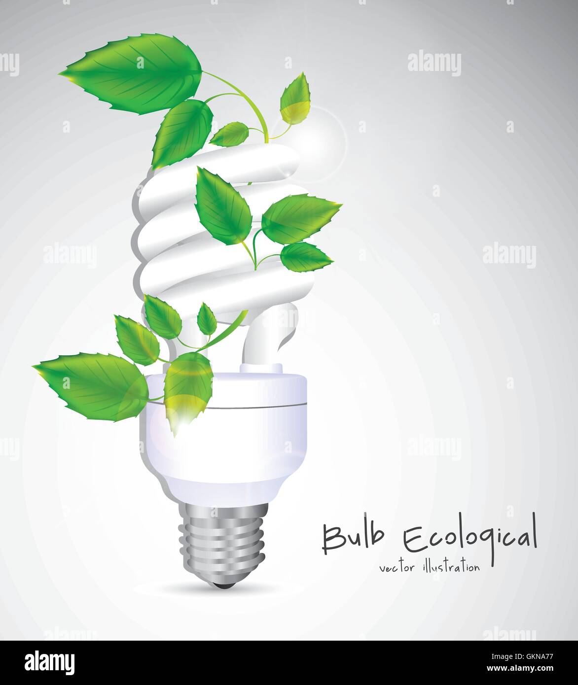 Illustration of eco bulb surrounded by plants and leaves vector Stock ...