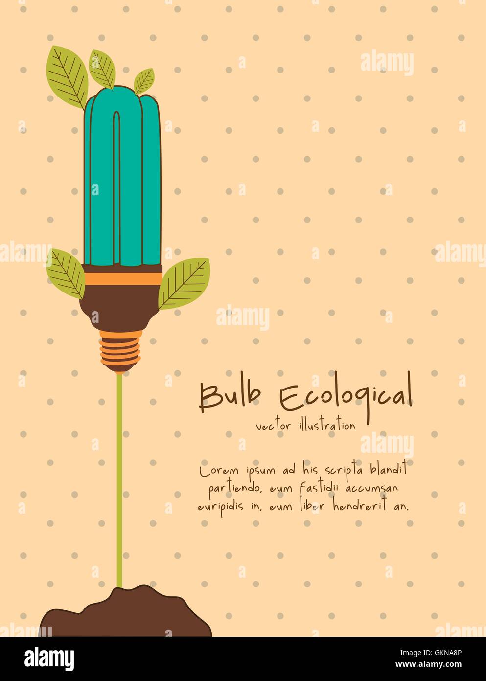 Illustration of eco bulb surrounded by plants and leaves vector Stock ...